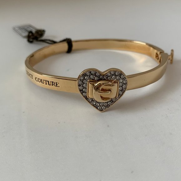 Juicy Couture | Jewelry | Juicy Couture Pave Heart Buckle Hinged Bangle | Poshmark